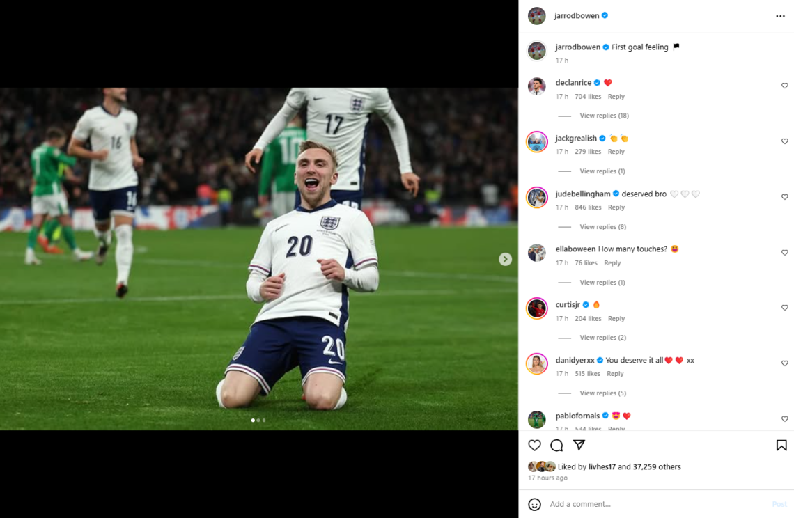 Declan Rice sends message to West Ham star Jarrod Bowen